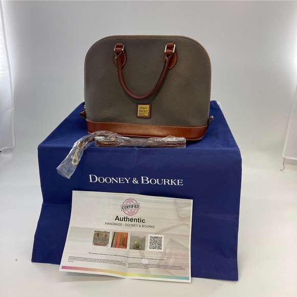 Dooney & Bourke | Bags | Dooney Bourke Large Dome Gray Brown Leather ...